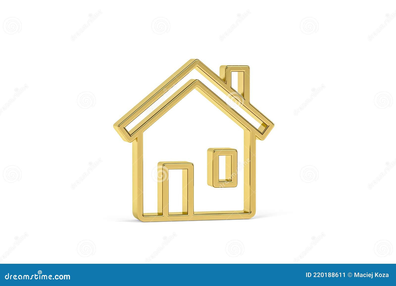 Golden 3d House Icon Isolated on White Background Stock Illustration ...