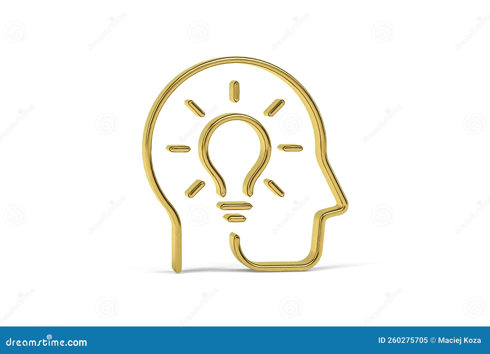 Golden 3d Idea Icon Isolated on White Background Stock Illustration ...