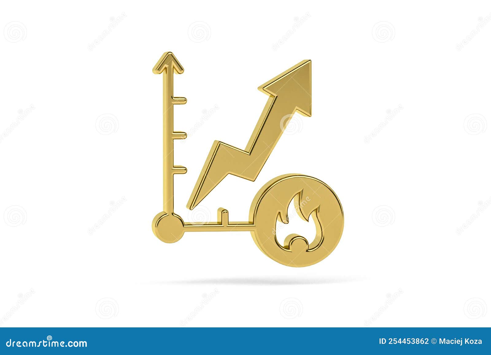 Golden 3d Inflation Icon Isolated on White Background Stock ...