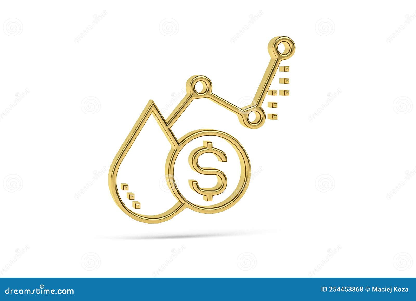 Golden 3d Inflation Icon Isolated on White Background Stock ...