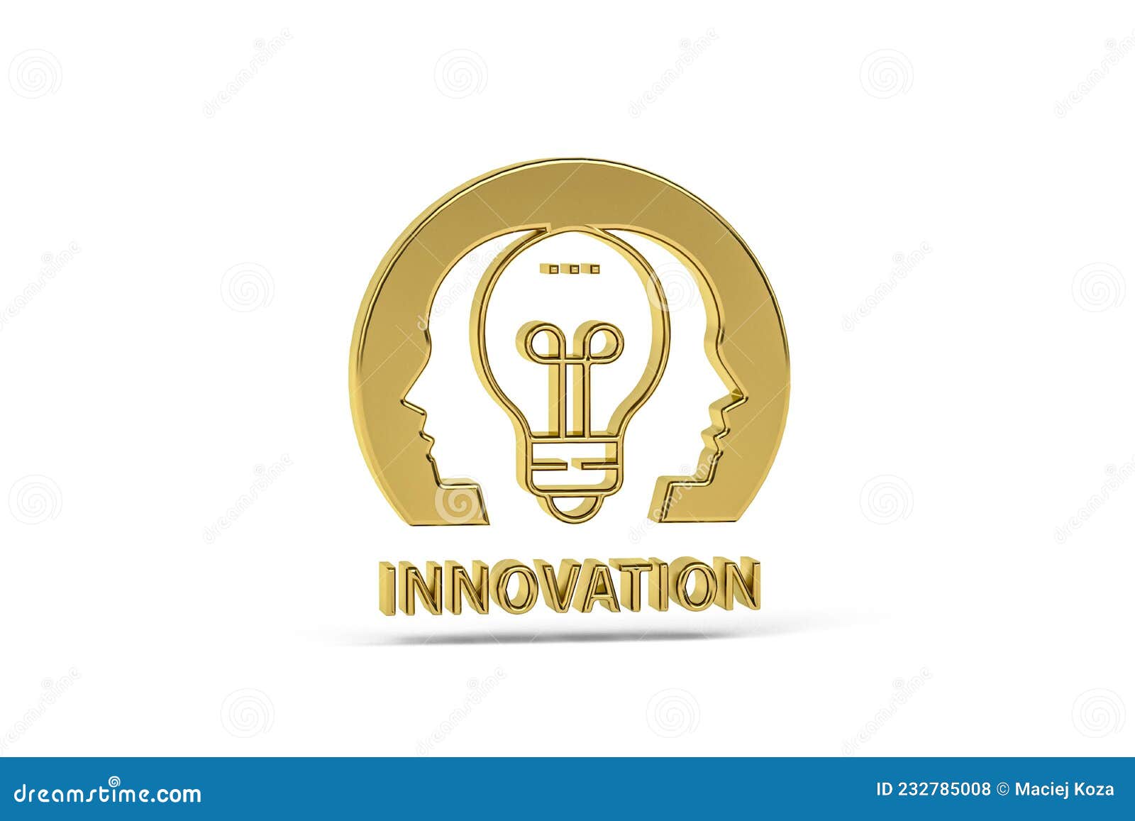 Golden 3d Innovation Icon Isolated on White Background Stock ...