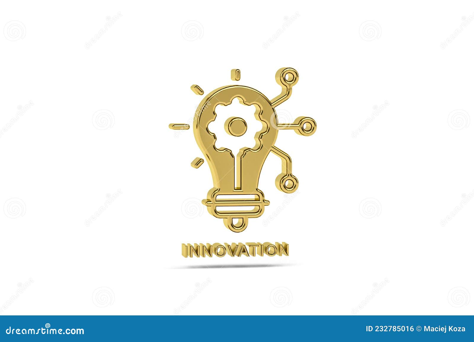 Golden 3d Innovation Icon Isolated on White Background Stock ...