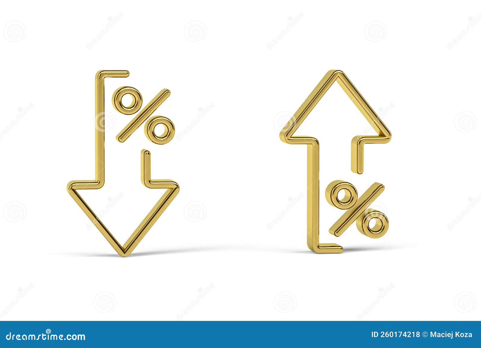 Golden 3d Interest Rate Icon Isolated on White Background Stock ...