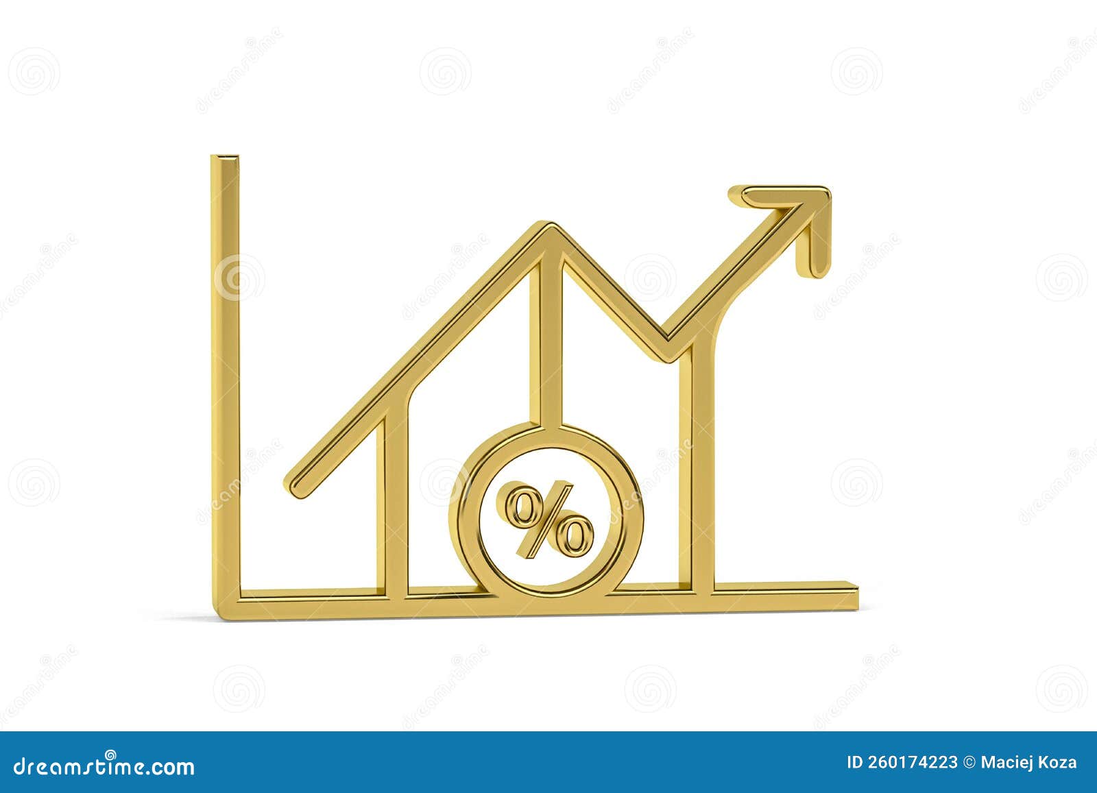 Golden 3d Interest Rate Icon Isolated on White Background Stock ...