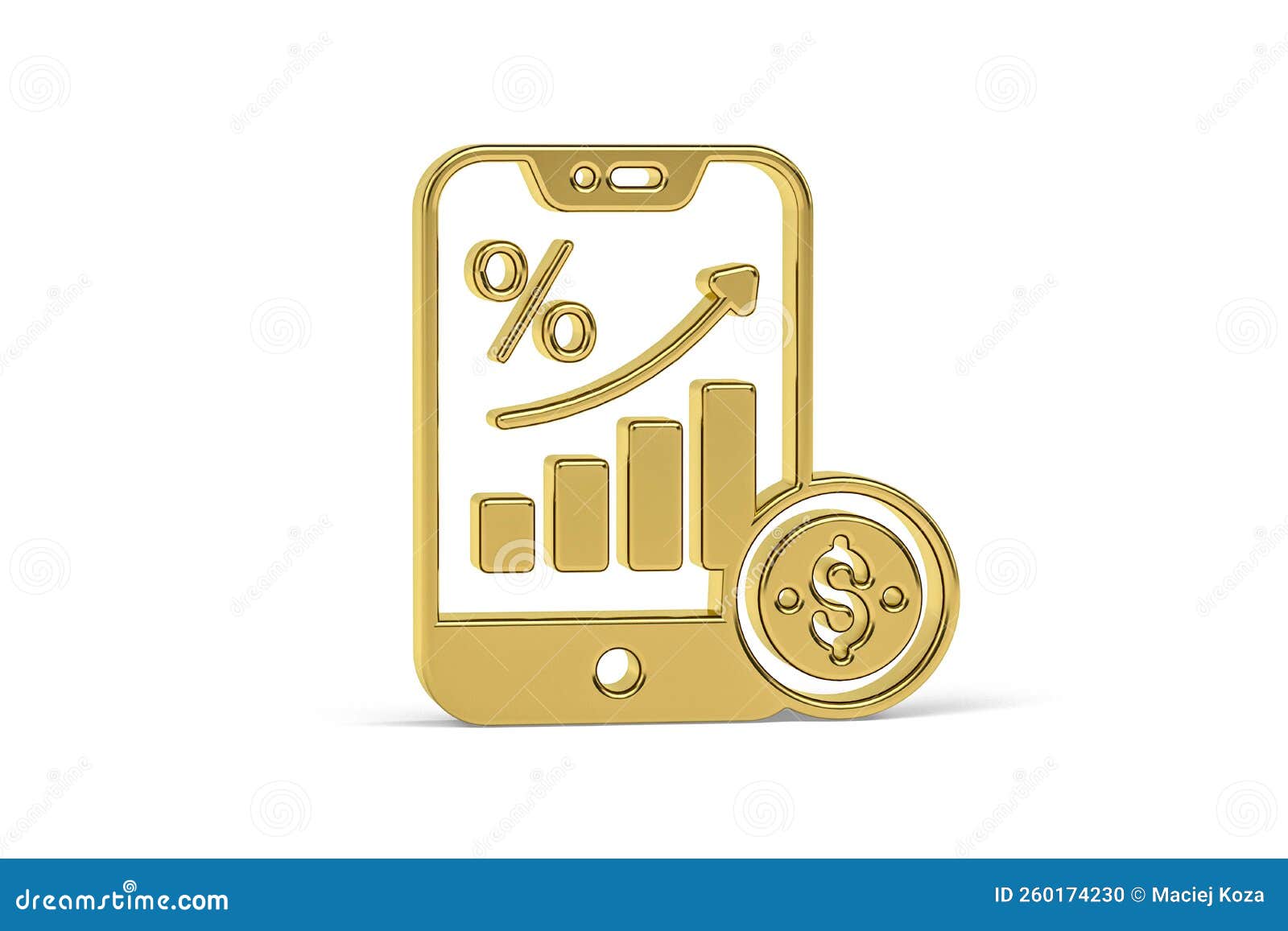 Golden 3d Interest Rate Icon Isolated on White Background Stock ...