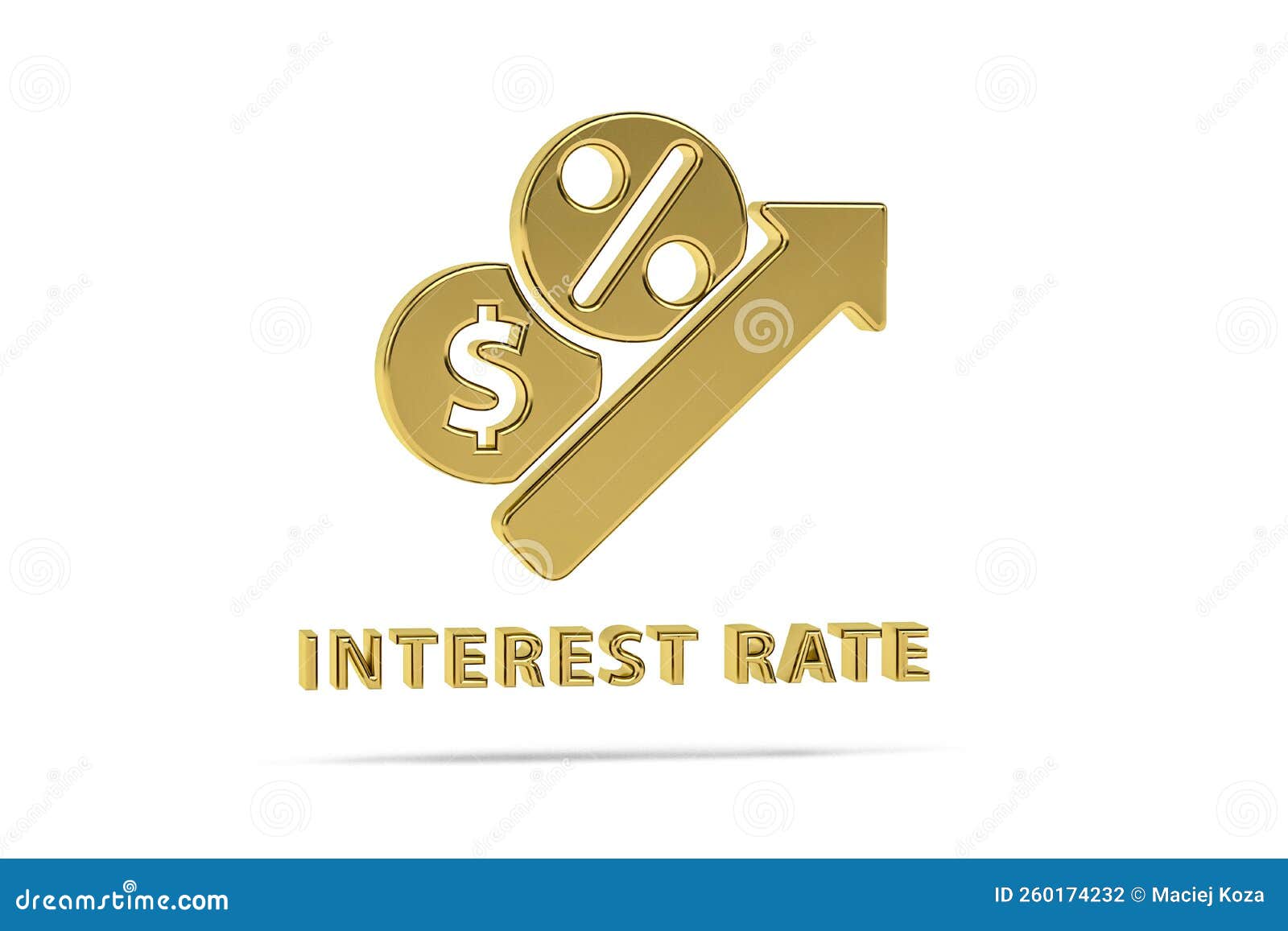 Golden 3d Interest Rate Icon Isolated on White Background Stock ...