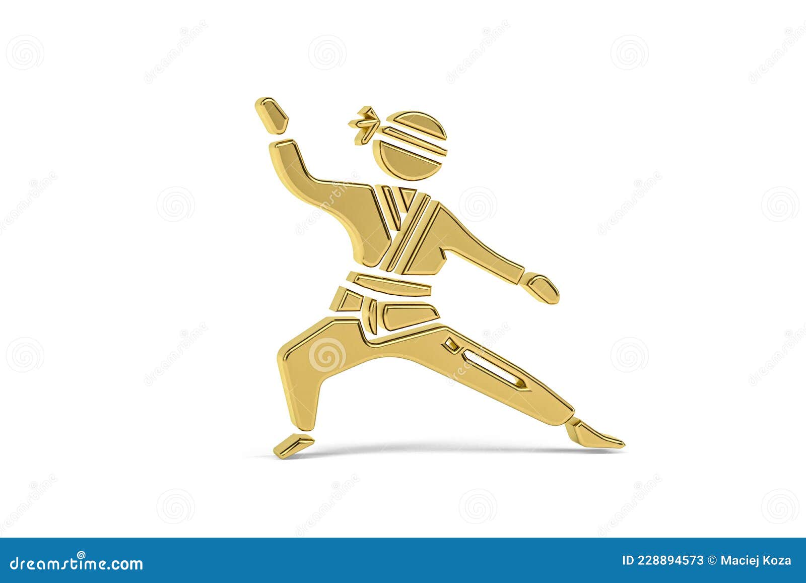 Golden 3d Judo Icon Isolated on White Background Stock Illustration ...
