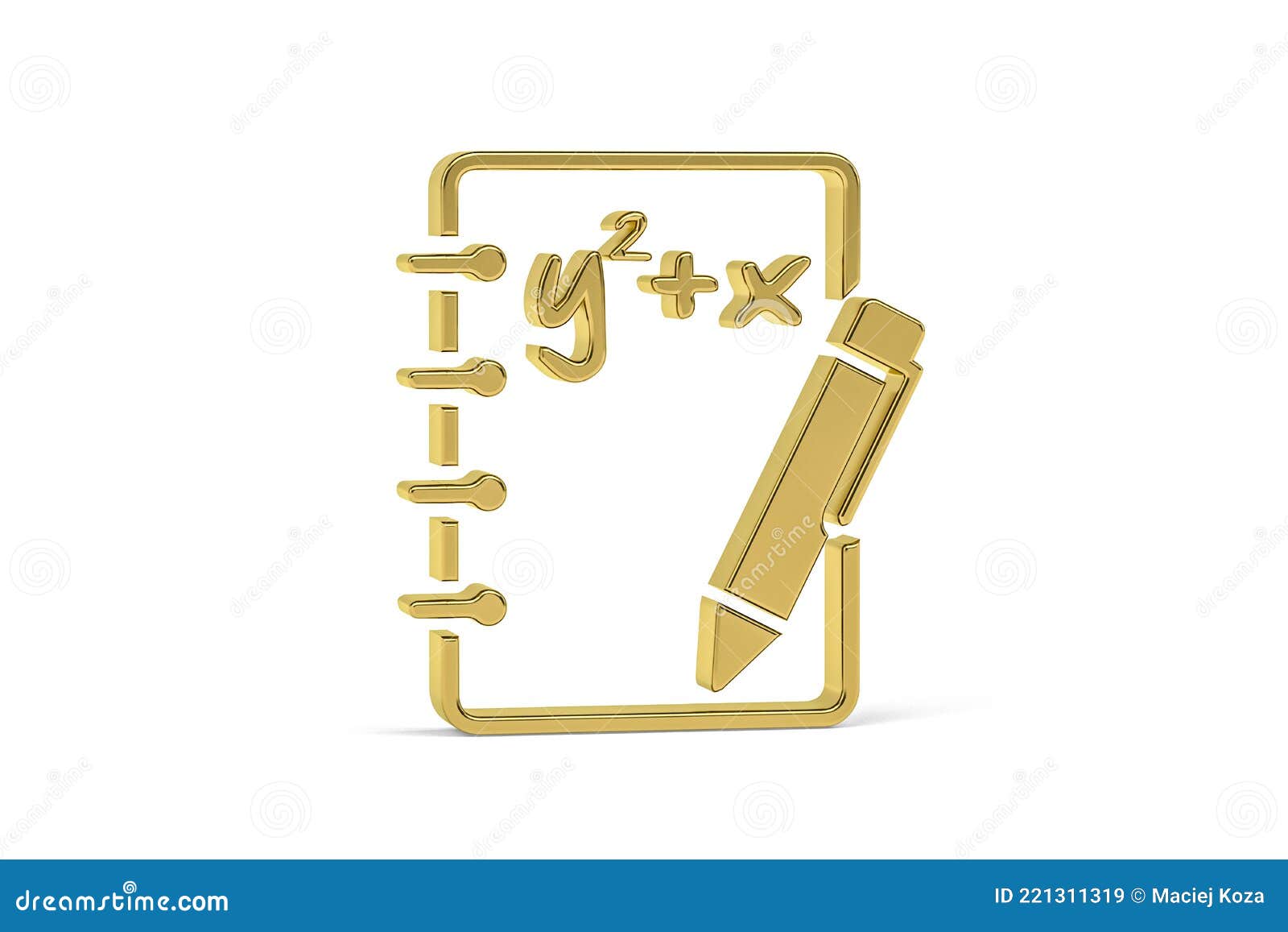 Golden 3d Math Icon Isolated on White Background Stock Illustration ...