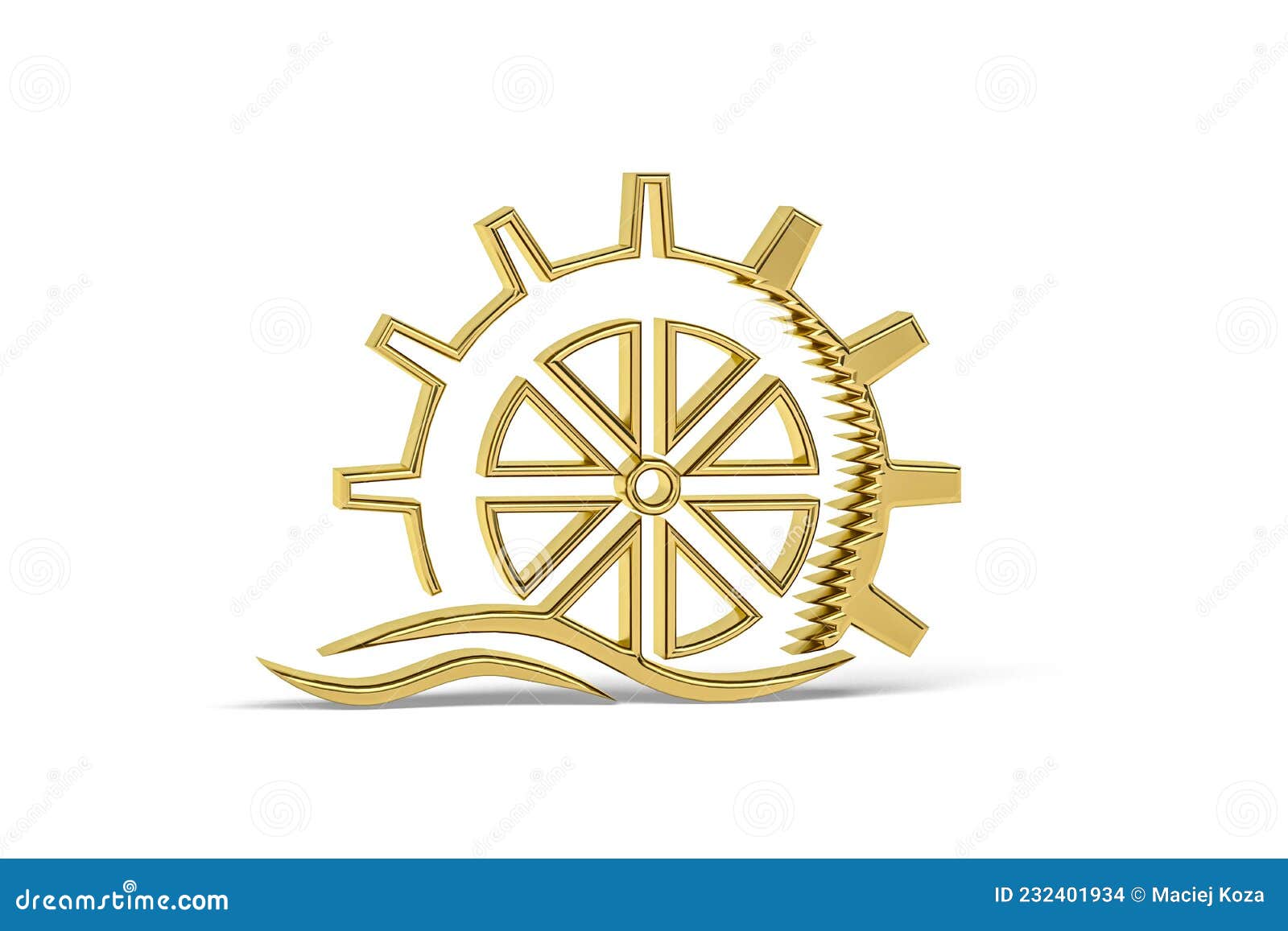 Golden 3d Mill Icon Isolated on White Background Stock Illustration ...