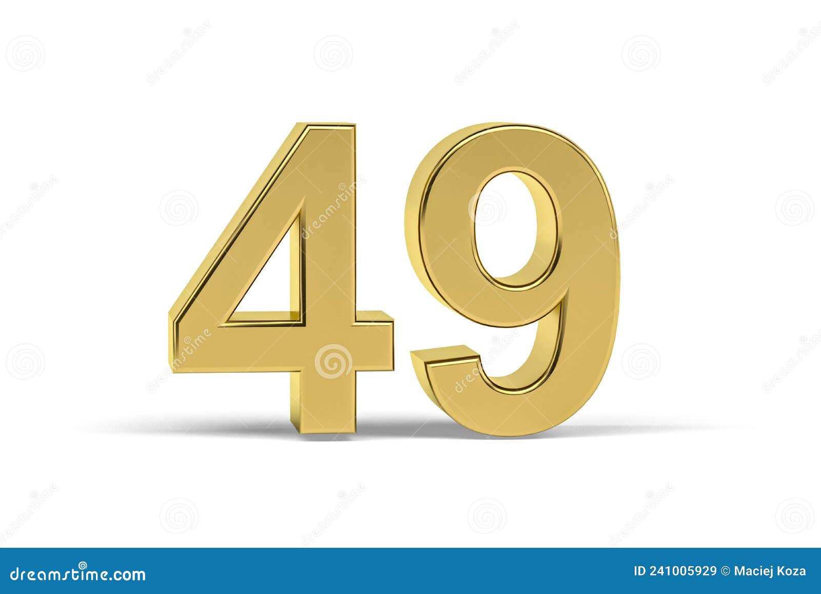 Golden 3d Number 49 Isolated on White Background Stock Illustration ...