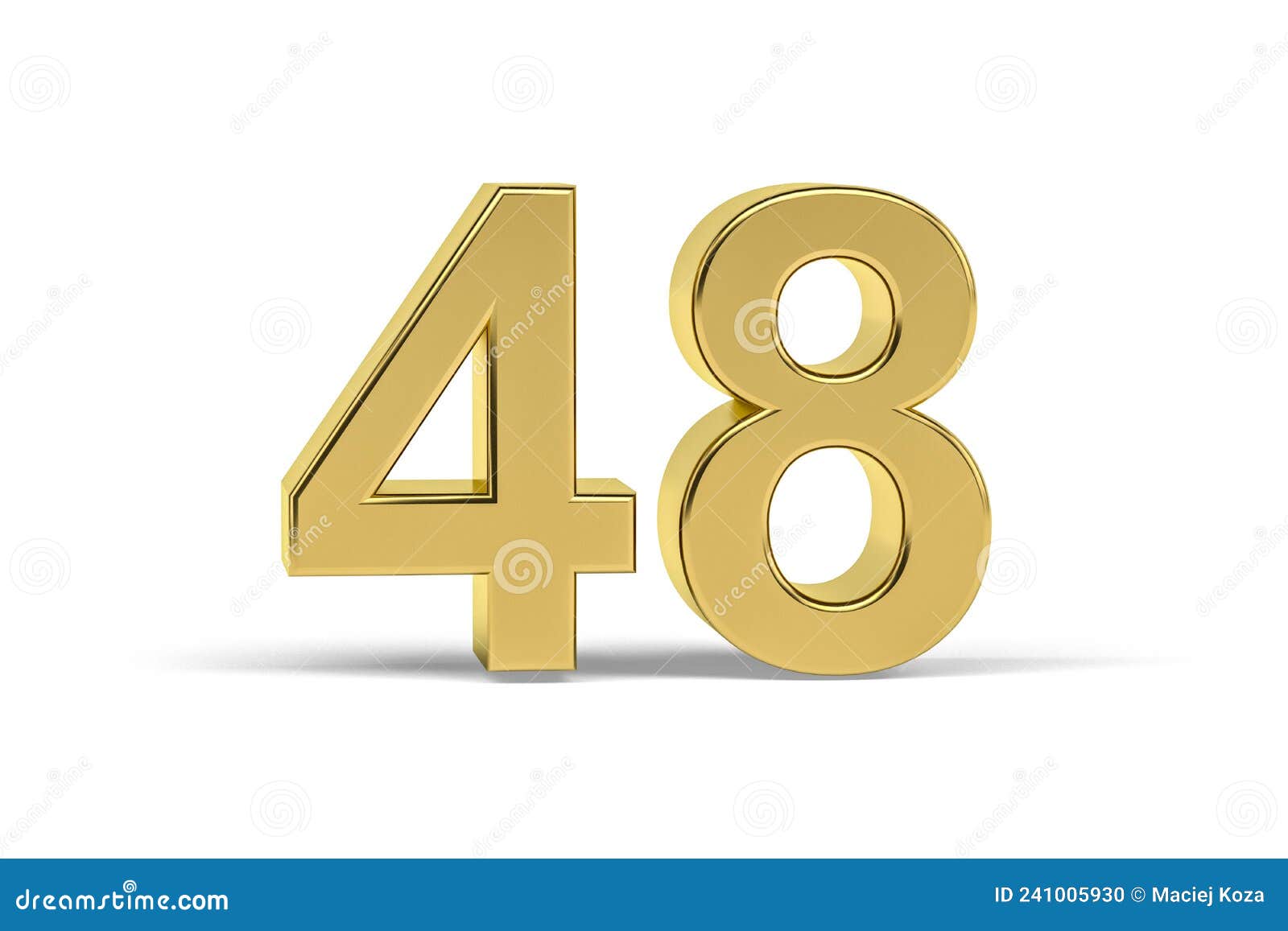 Golden 3d Number 48 Isolated on White Background Stock Illustration ...