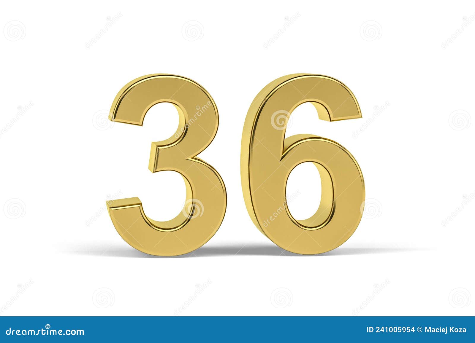 Golden 3d Number 36 Isolated on White Background Stock Illustration ...
