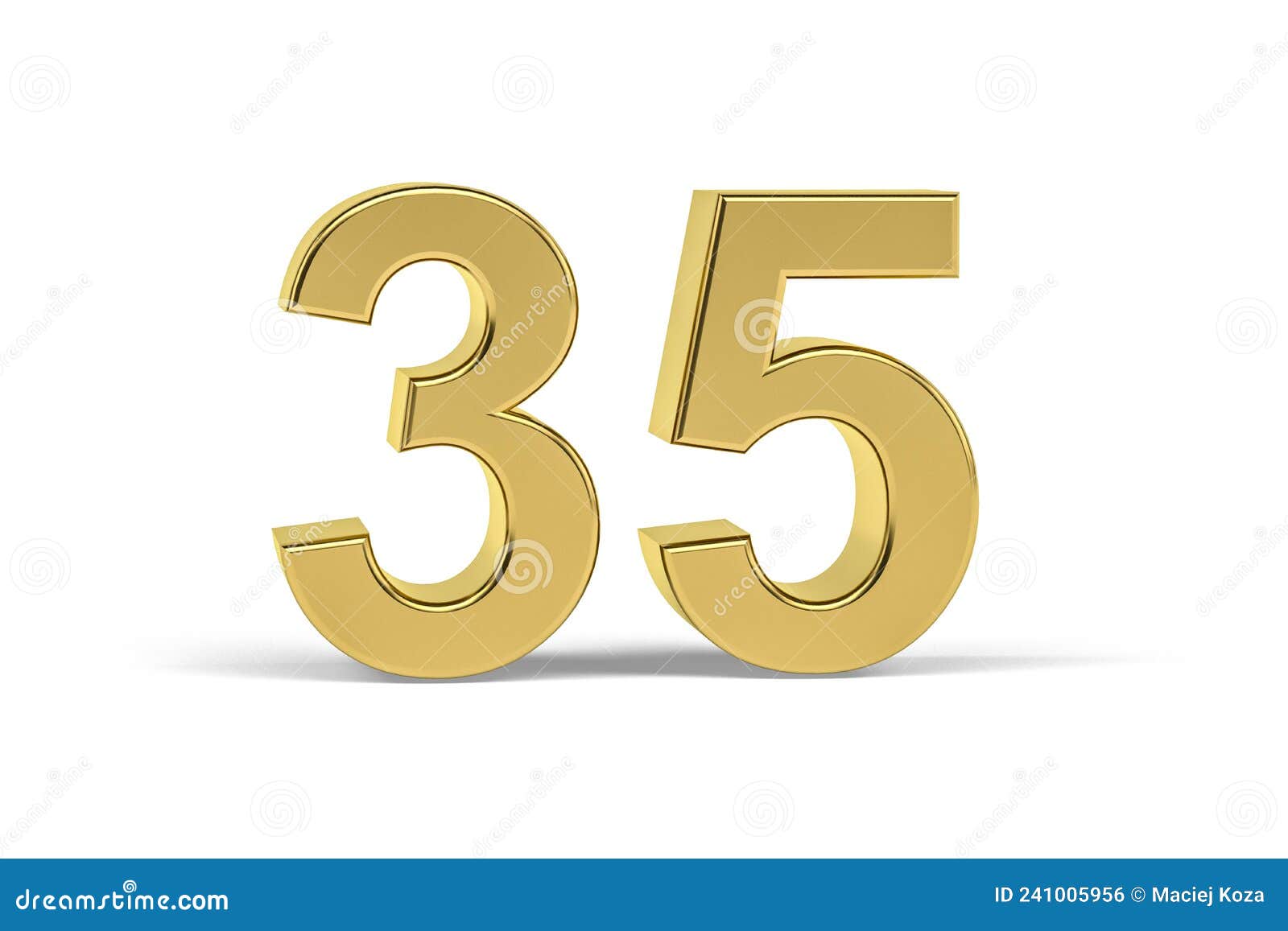 Golden 3d Number 35 Isolated on White Background Stock Illustration ...