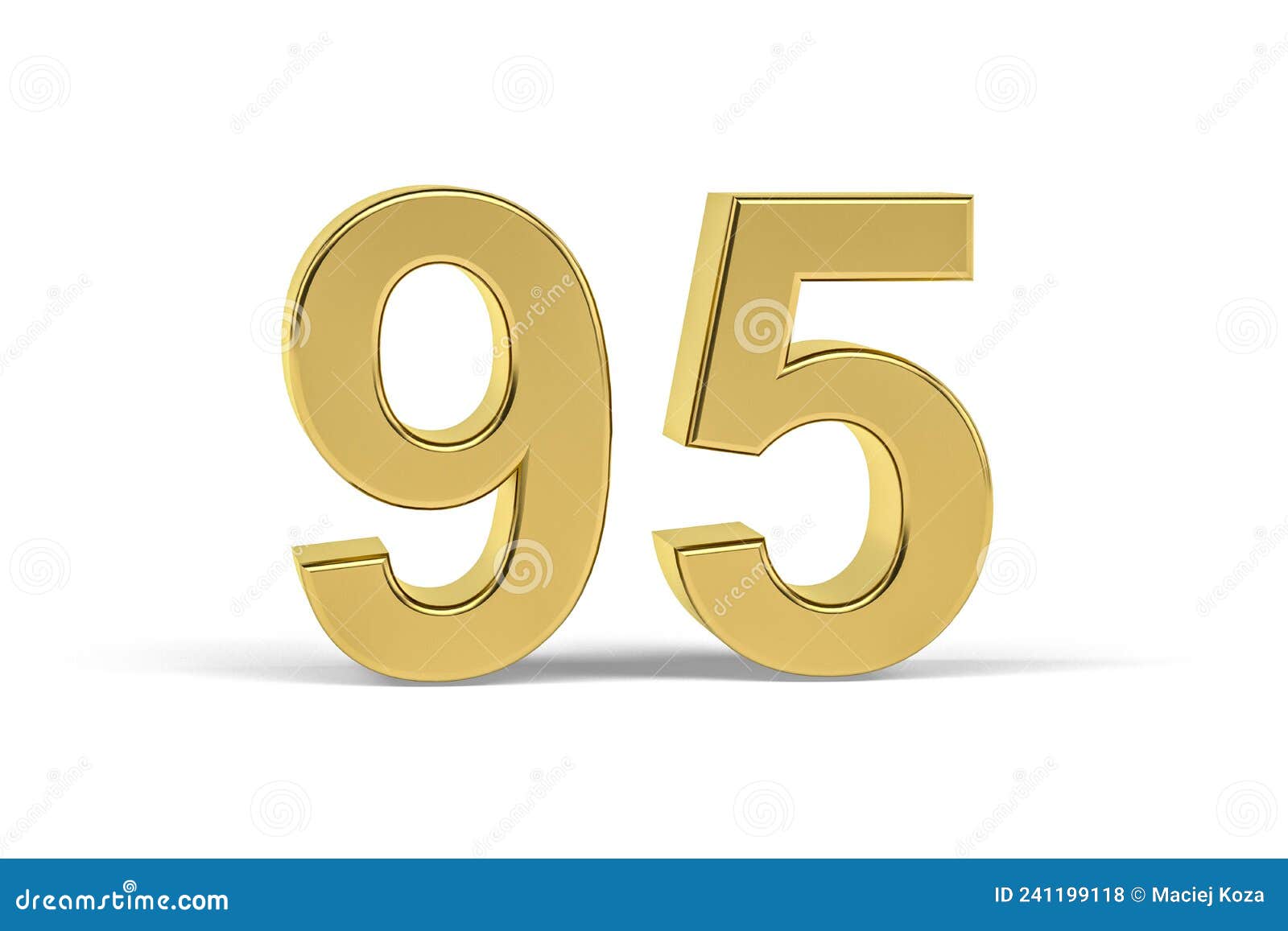 Golden 3d Number 95 Isolated on White Background Stock Illustration ...