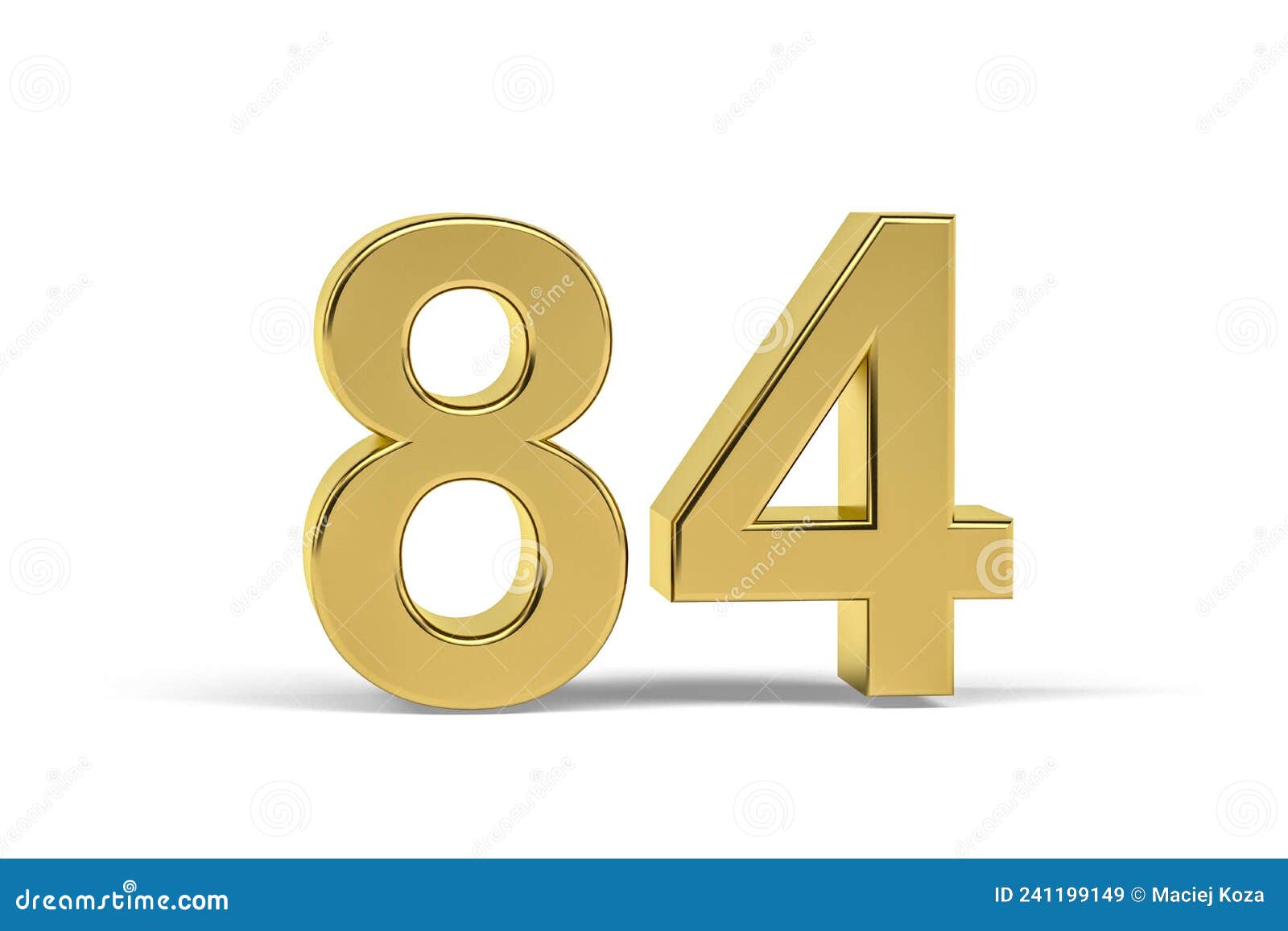 Golden 3d Number 84 Isolated on White Background Stock Illustration ...