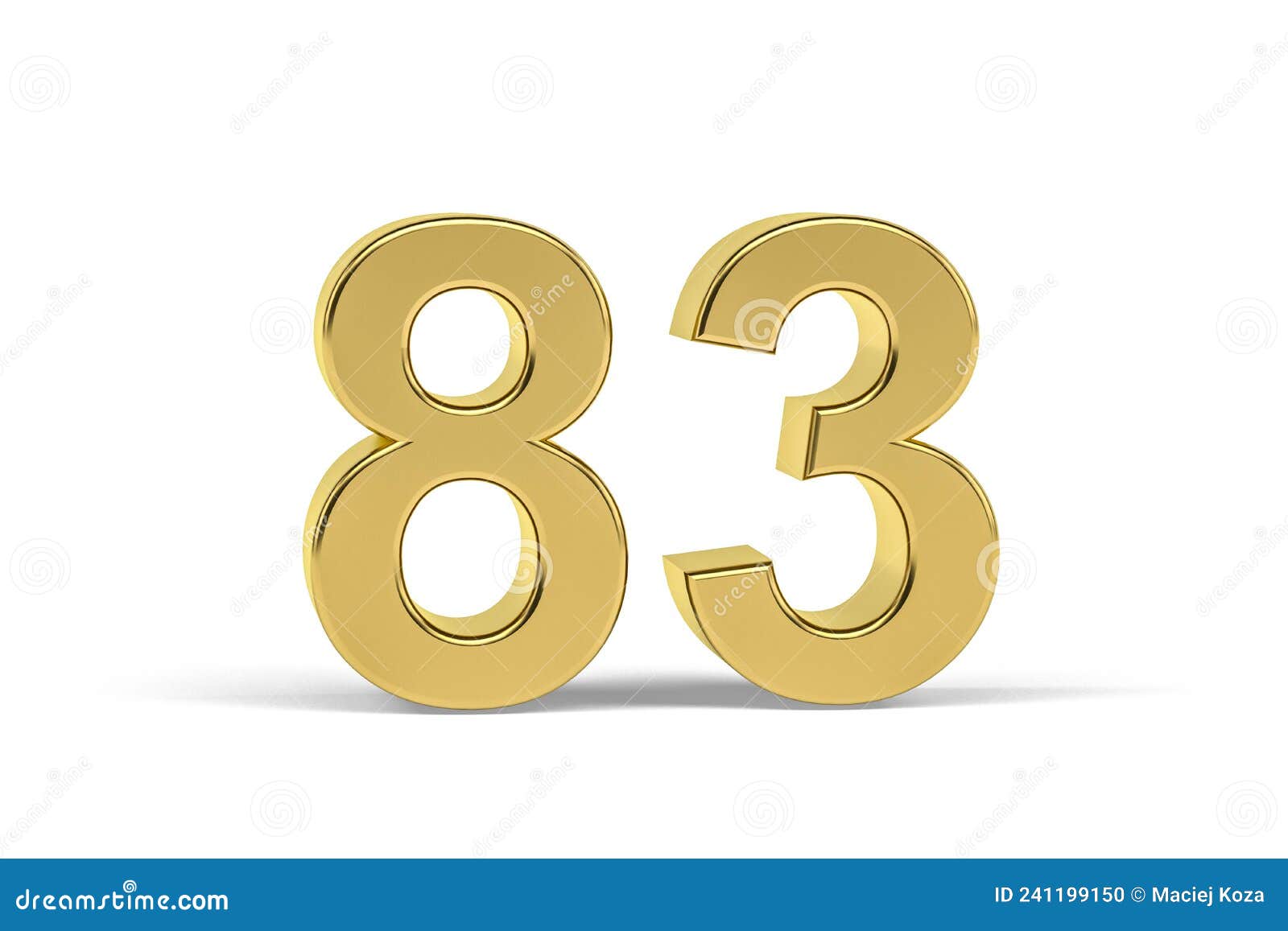Golden 3d Number 83 Isolated on White Background Stock Illustration ...