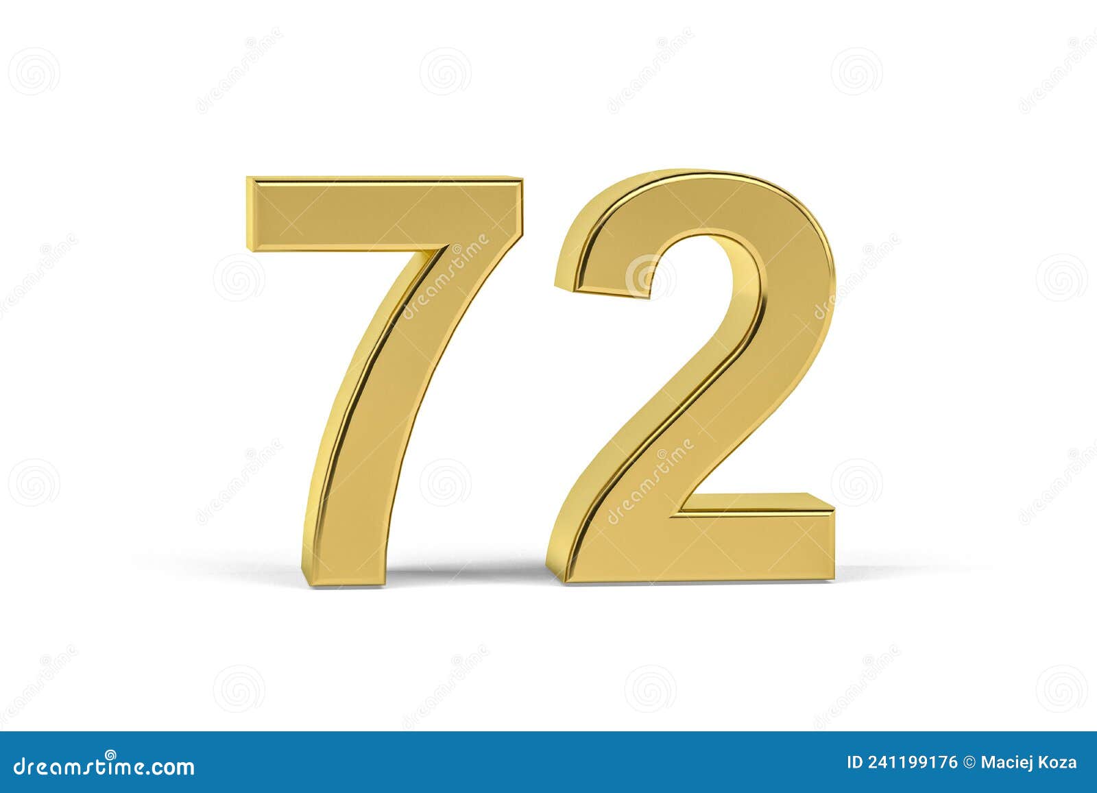 Golden 3d Number 72 Isolated on White Background Stock Illustration ...