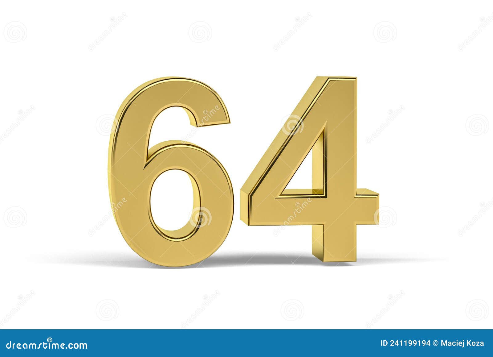 Golden 3d Number 64 Isolated on White Background Stock Illustration ...