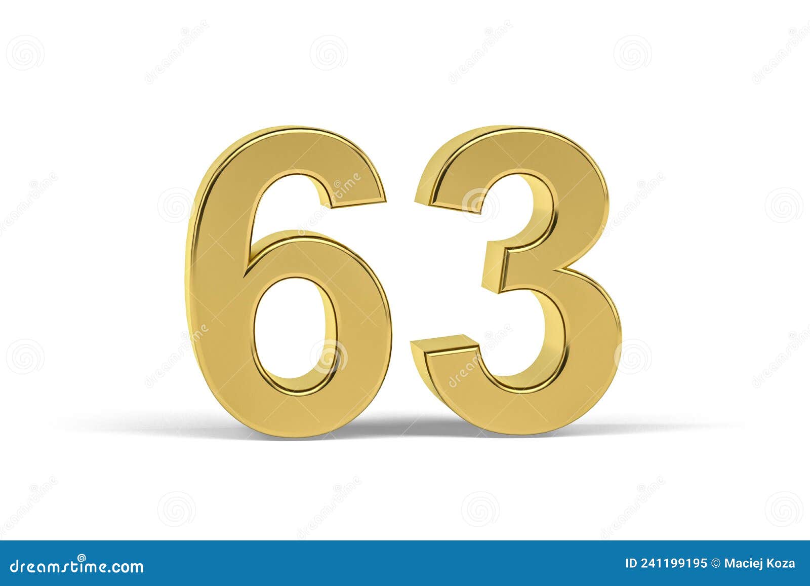 Golden 3d Number 63 Isolated on White Background Stock Illustration ...