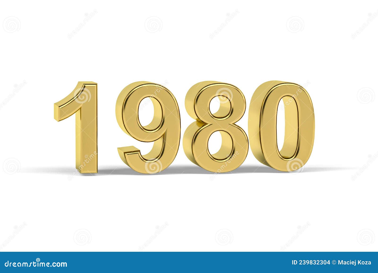 Golden 3d Number 1980 Year 1980 Geïsoleerd Op Witte Achtergrond Stock ...