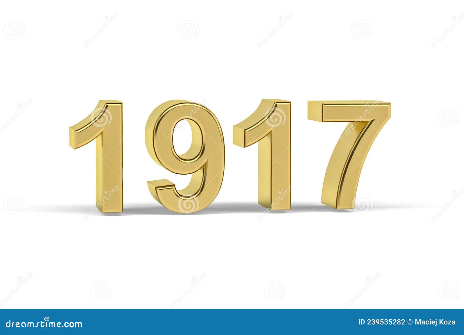 Golden 3d Number 1917 - Year 1917 Isolated On White Background Stock ...