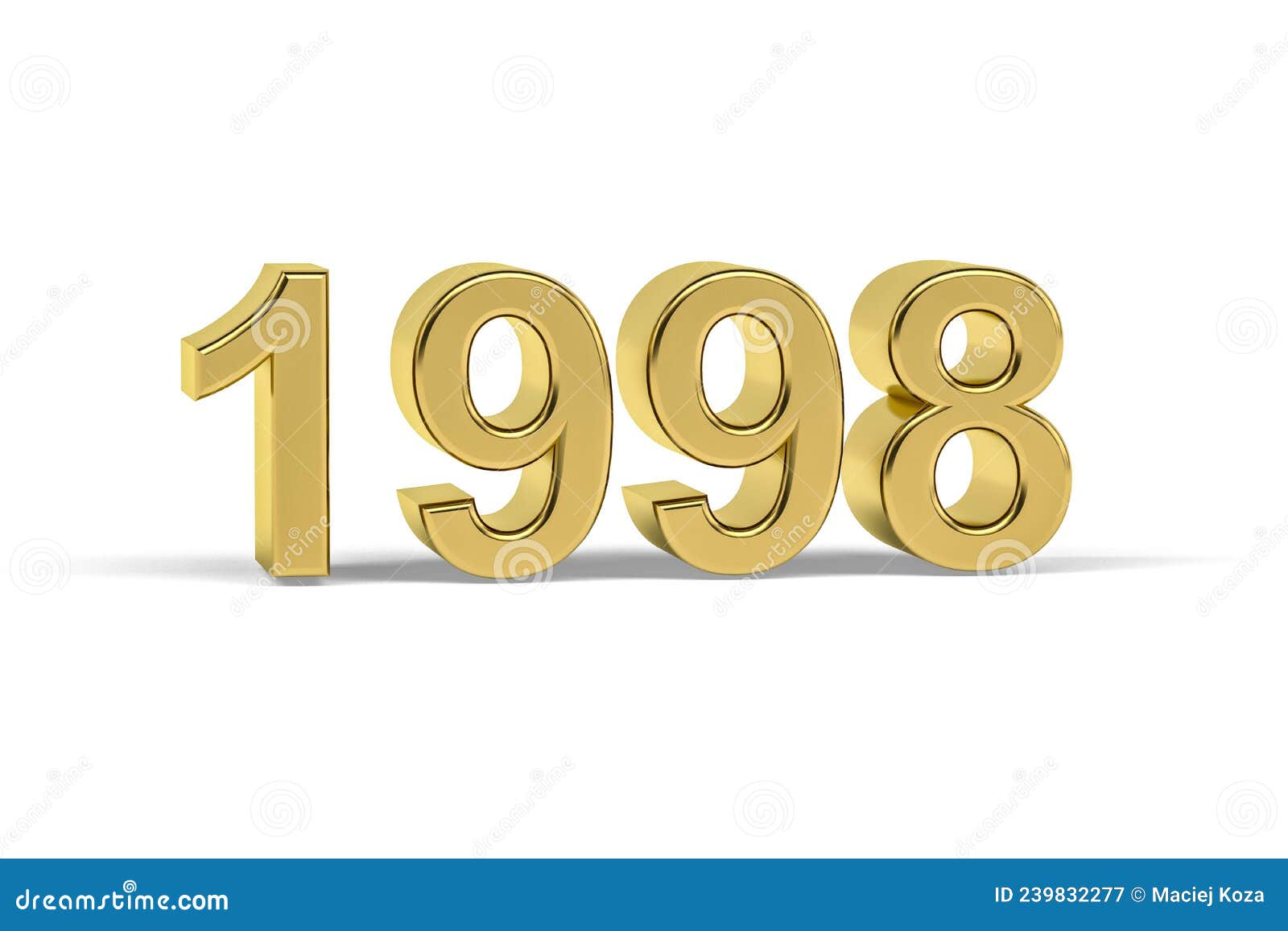Golden 3d Number 1998 - Year 1998 Isolated On White Background Stock ...