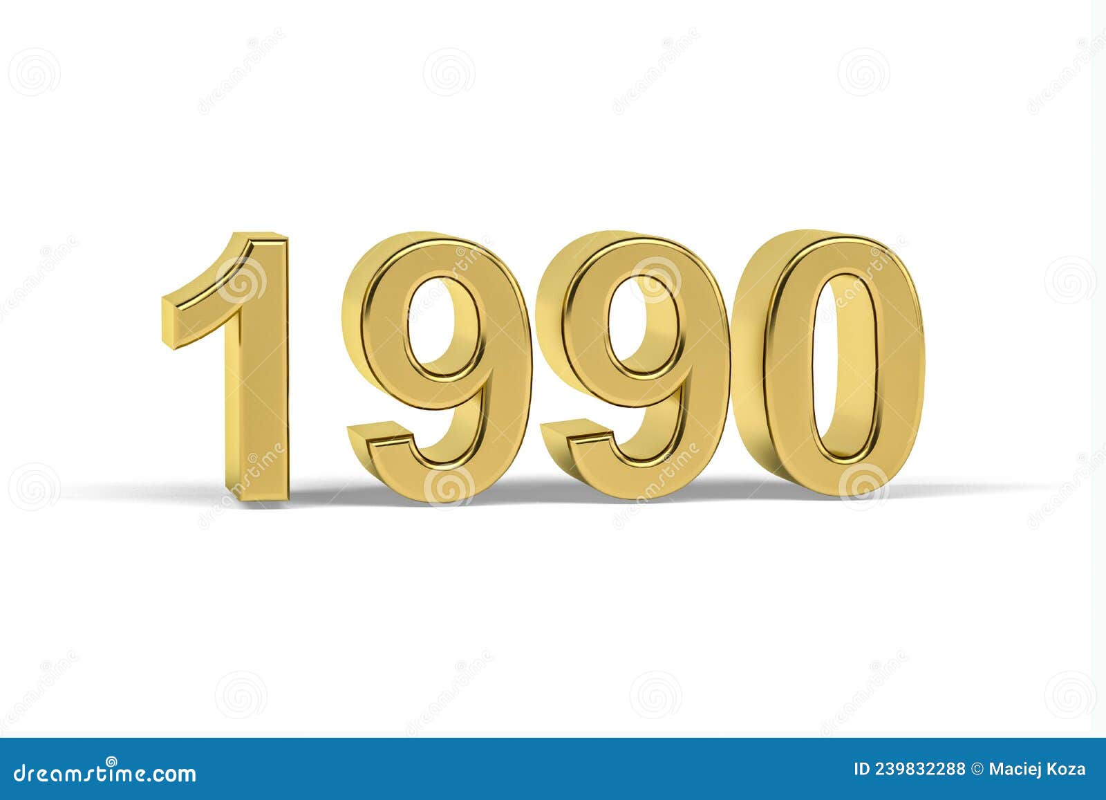 Golden 3d Number 1990 - Year 1990 Isolated on White Background Stock ...