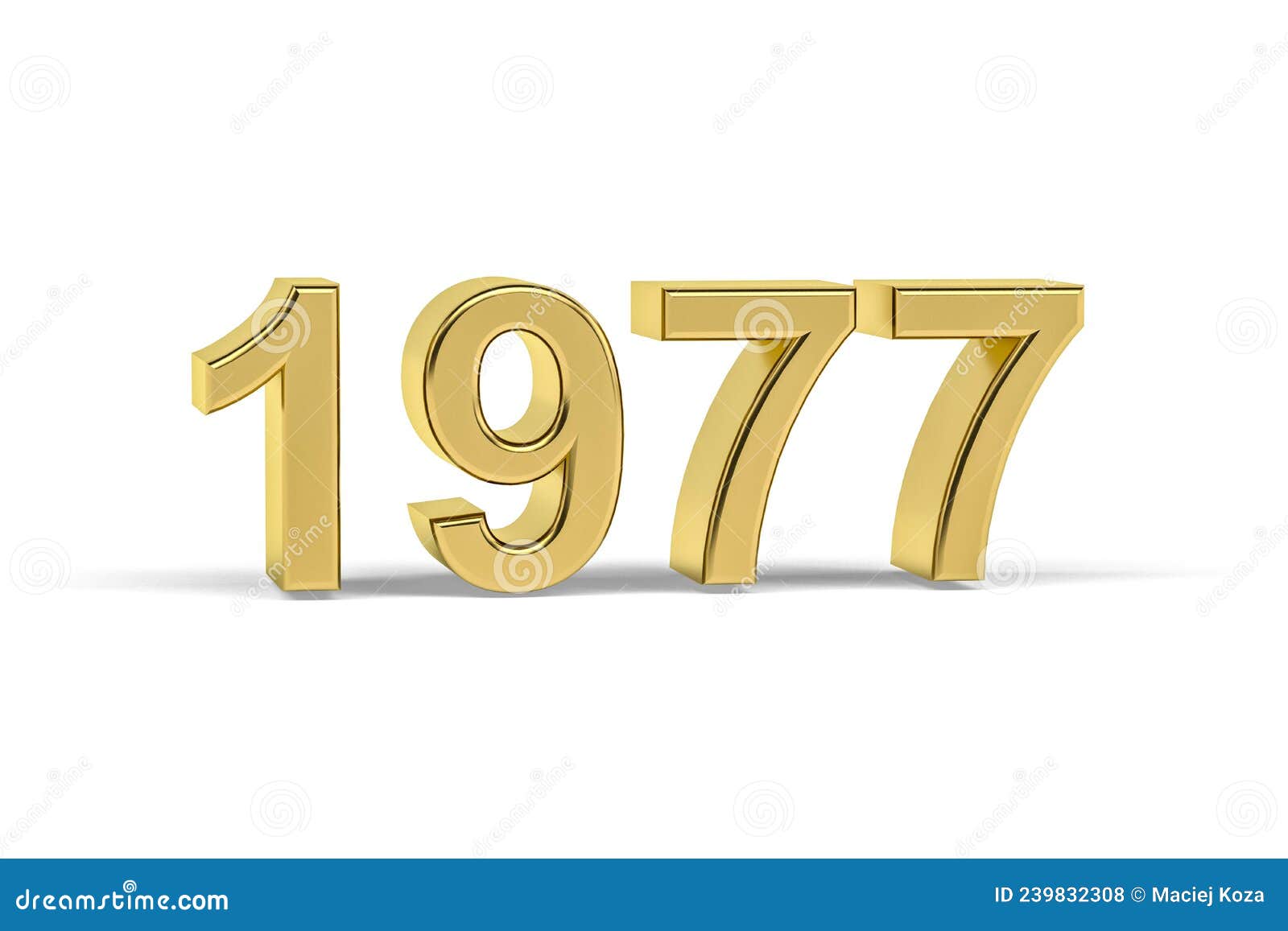 Golden 3d Number 1977 - Year 1977 Isolated On White Background Stock ...
