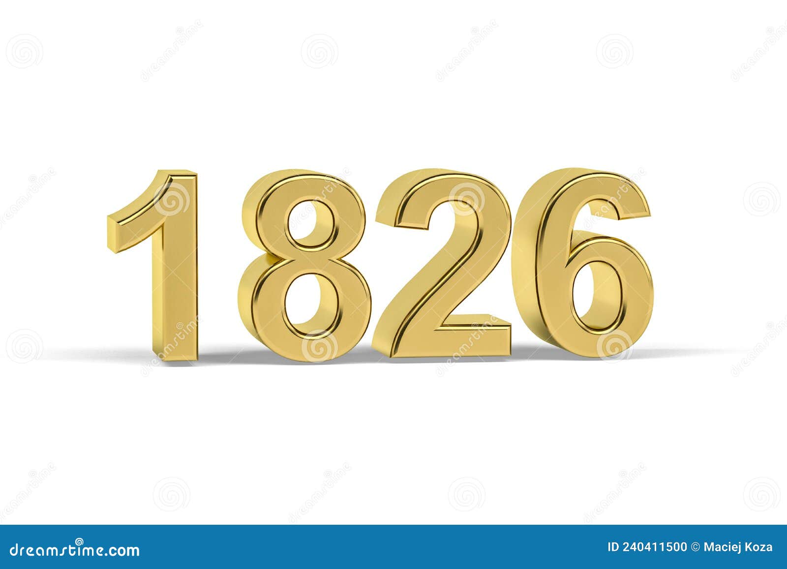 Golden 3d Number 1826 - Year 1826 Isolated On White Background Stock ...