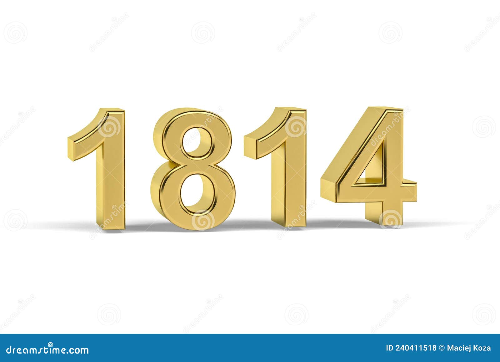 Golden 3d Number 1814 - Year 1814 Isolated On White Background Stock ...