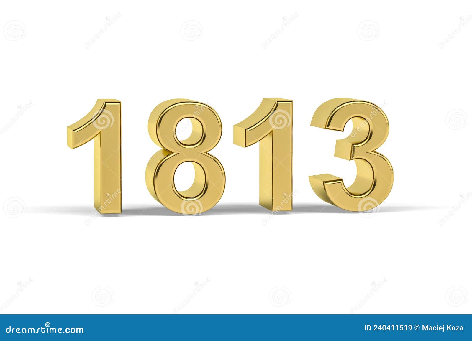 Golden 3d Number 1813 - Year 1813 Isolated On White Background Royalty ...