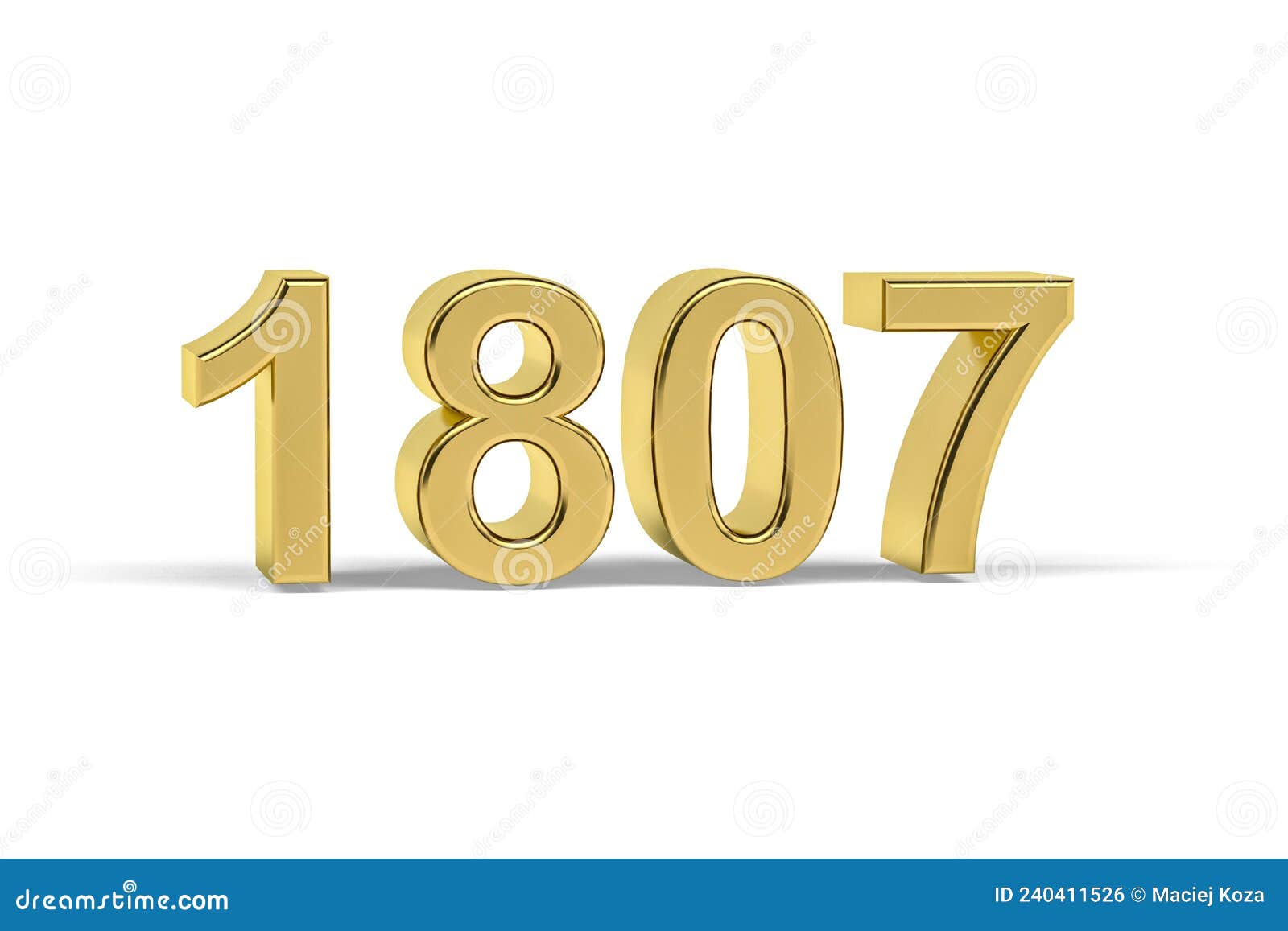 Golden 3d Number 1807 - Year 1807 Isolated On White Background Royalty ...