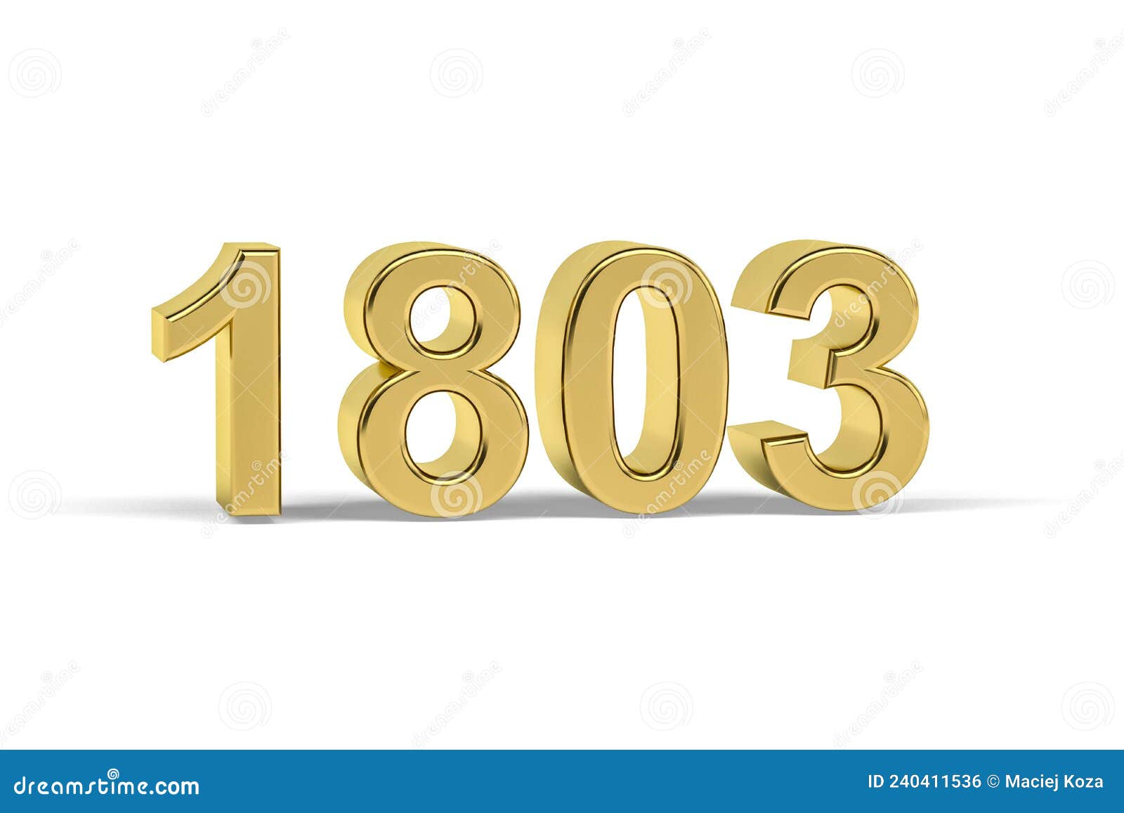 Golden 3d Number 1803 - Year 1803 Isolated On White Background Stock ...