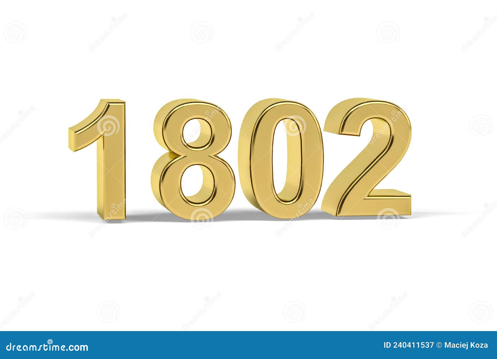 Golden 3d Number 1802 - Year 1802 Isolated On White Background Royalty ...