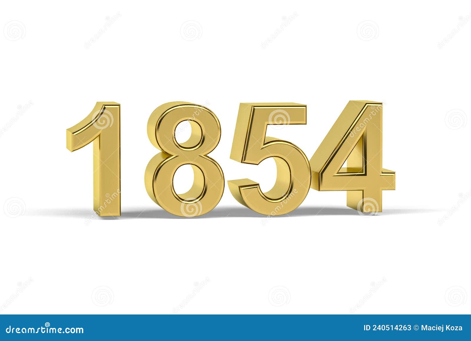 Golden 3d Number 1854 - Year 1854 Isolated On White Background Royalty ...