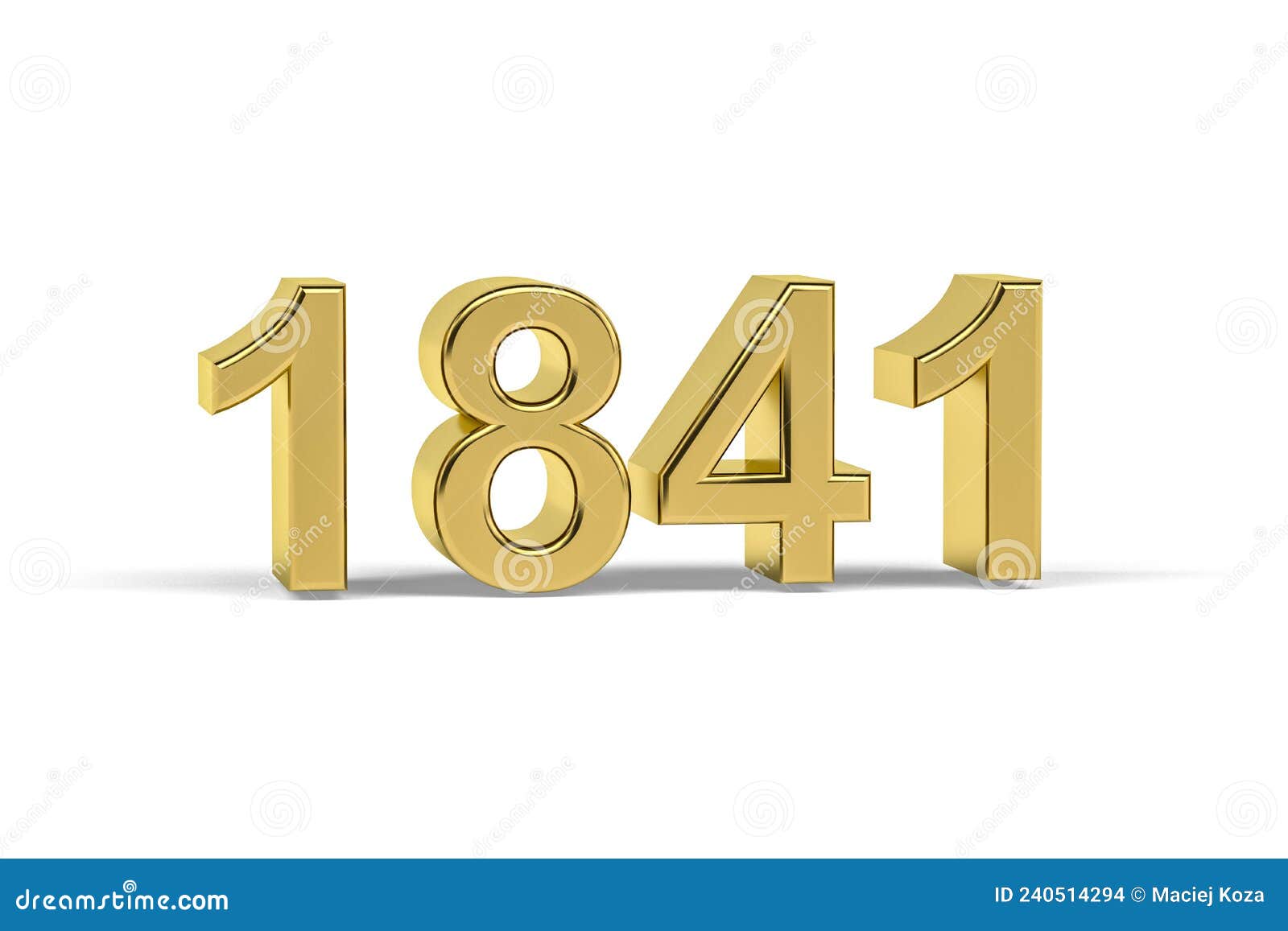 Golden 3d Number 1841 - Year 1841 Isolated on White Background Stock ...