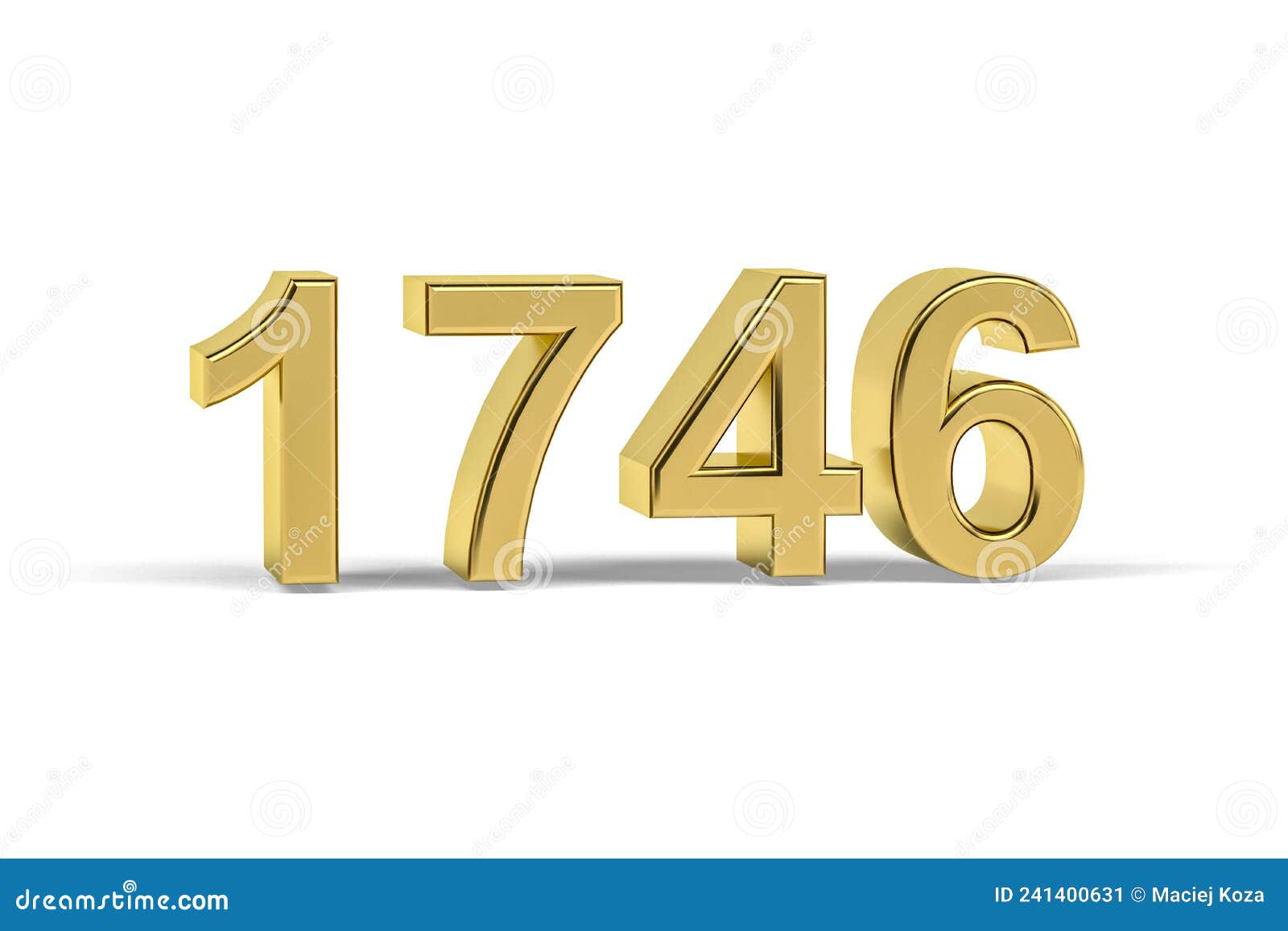 Golden 3d Number 1746 - Year 1746 Isolated on White Background Stock ...