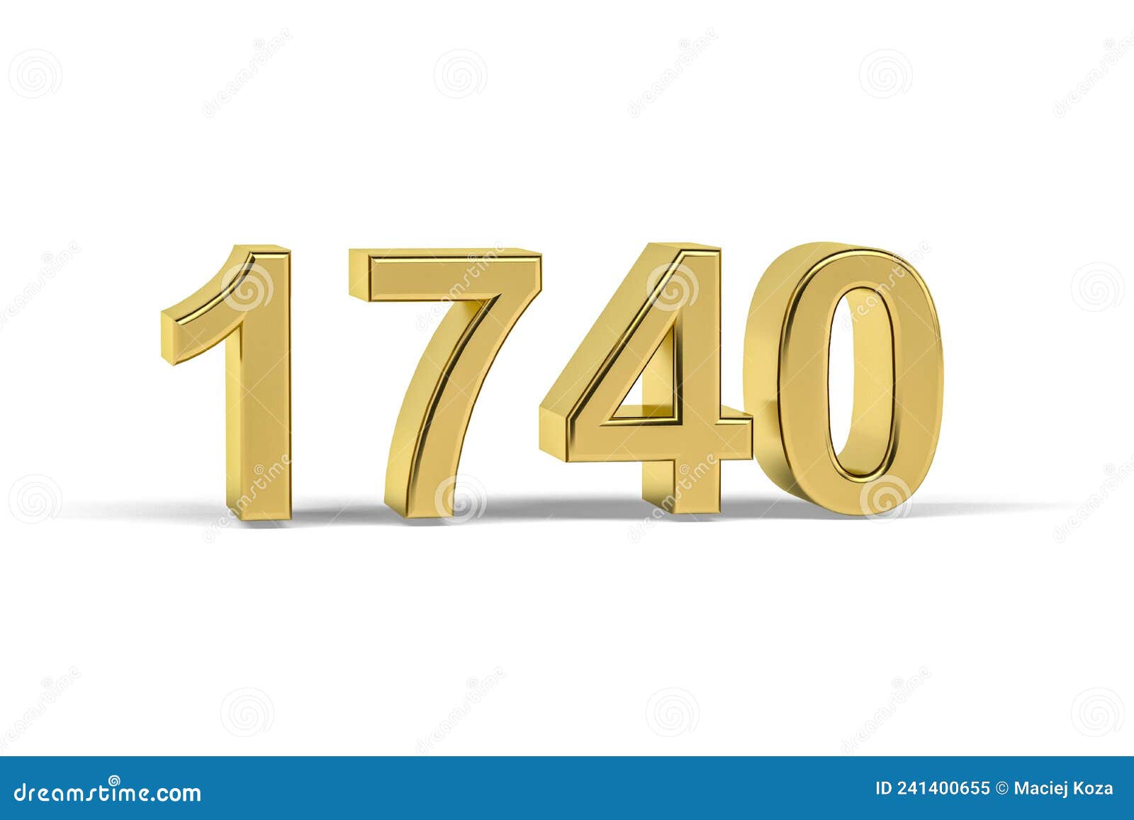 Golden 3d Number 1740 - Year 1740 Isolated On White Background Royalty ...