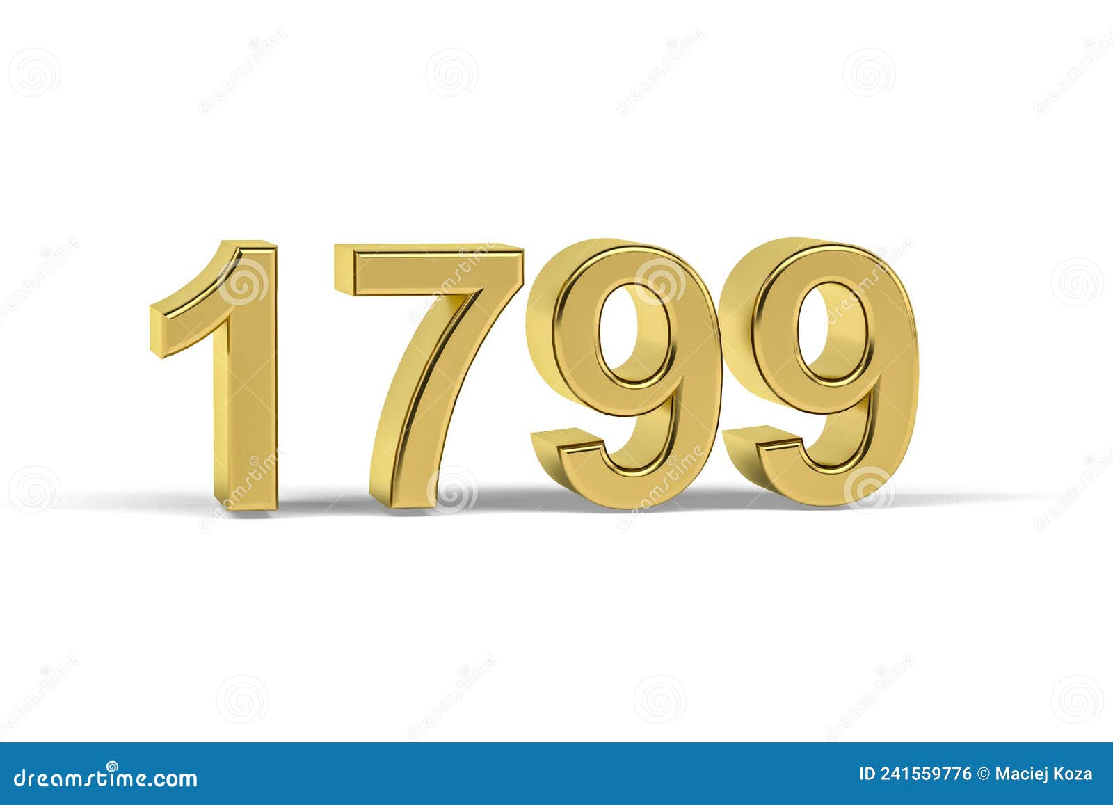 Golden 3d Number 1799 - Year 1799 Isolated On White Background Royalty ...