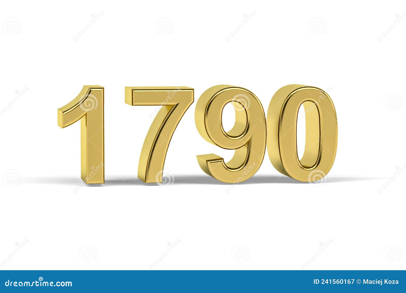 Golden 3d Number 1790 - Year 1790 Isolated On White Background Royalty ...