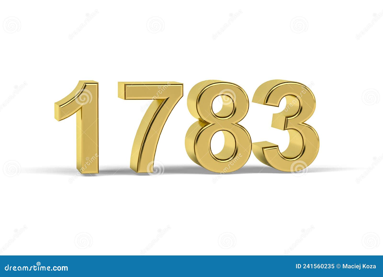 Golden 3d Number 1783 - Year 1783 Isolated on White Background Stock ...