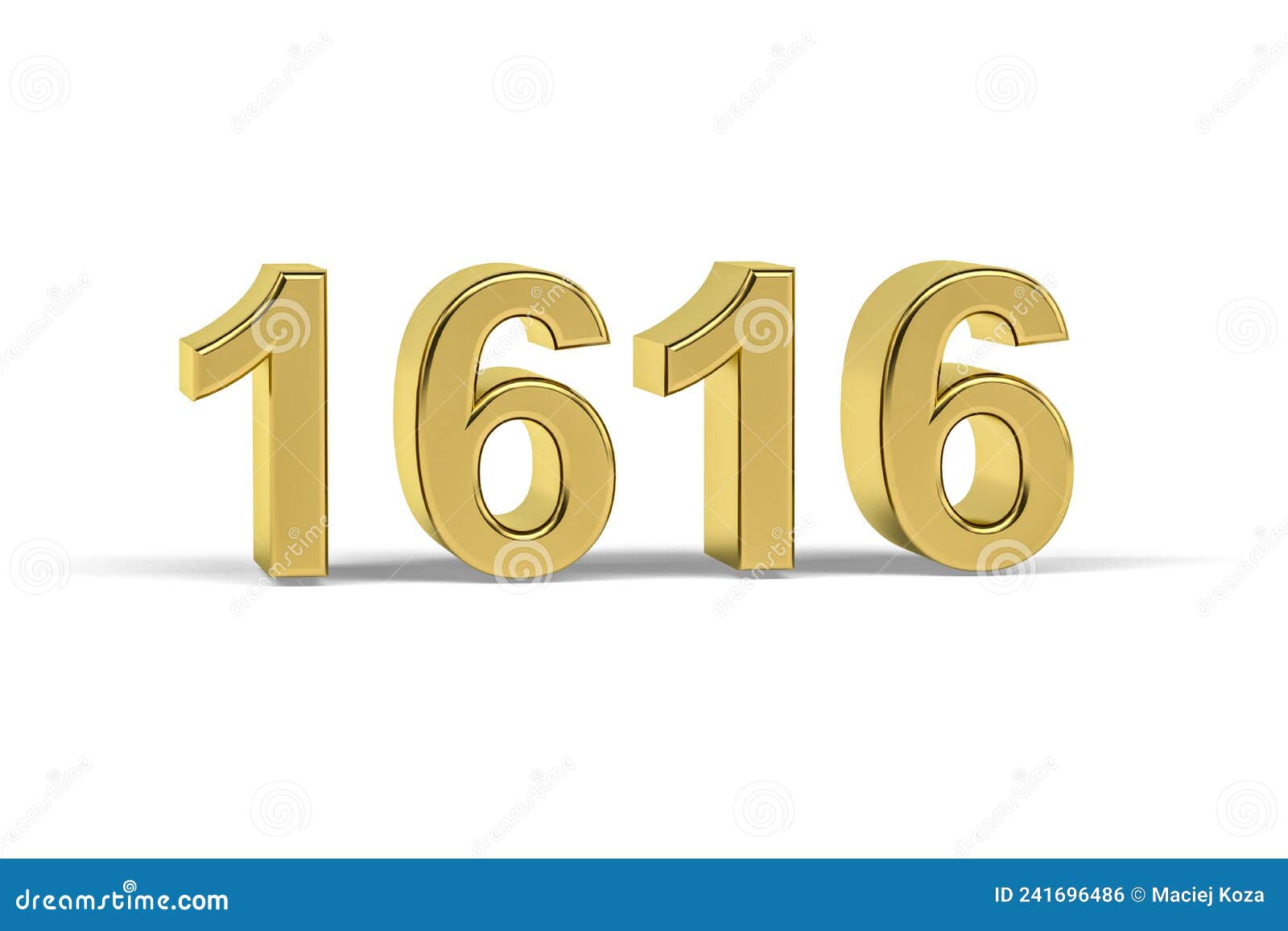 Golden 3d Number 1616 - Year 1616 Isolated On White Background Royalty ...