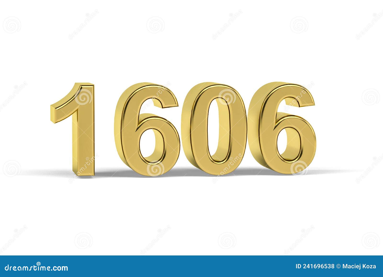 Golden 3d Number 1606 - Year 1606 Isolated on White Background Stock ...