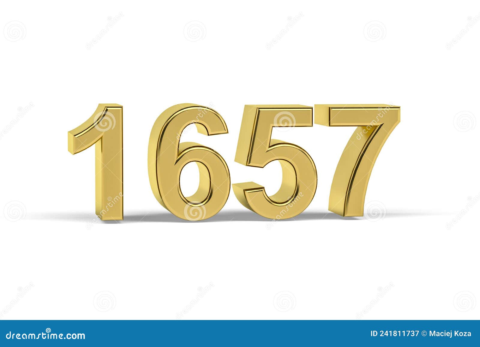 Golden 3d Number 1657 - Year 1657 Isolated on White Background Stock ...