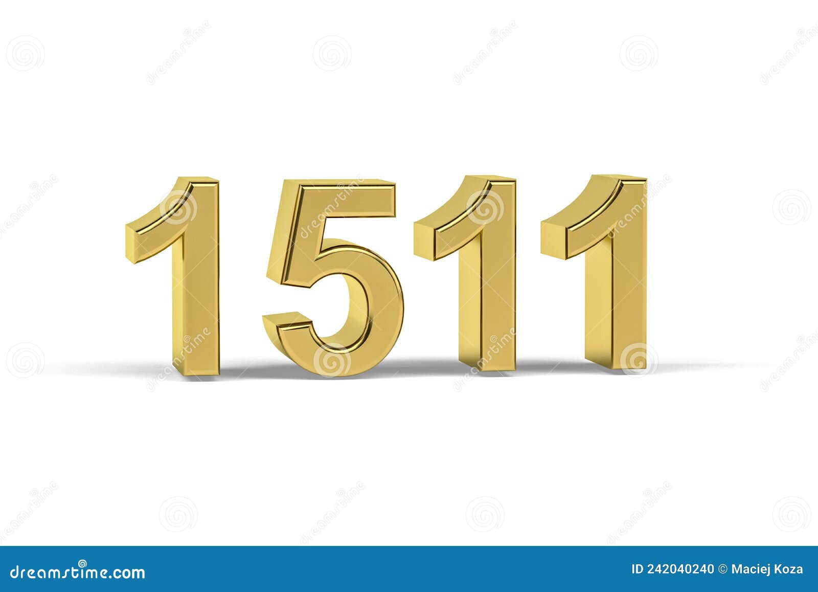 Golden 3d Number 1511 - Year 1511 Isolated On White Background Stock ...