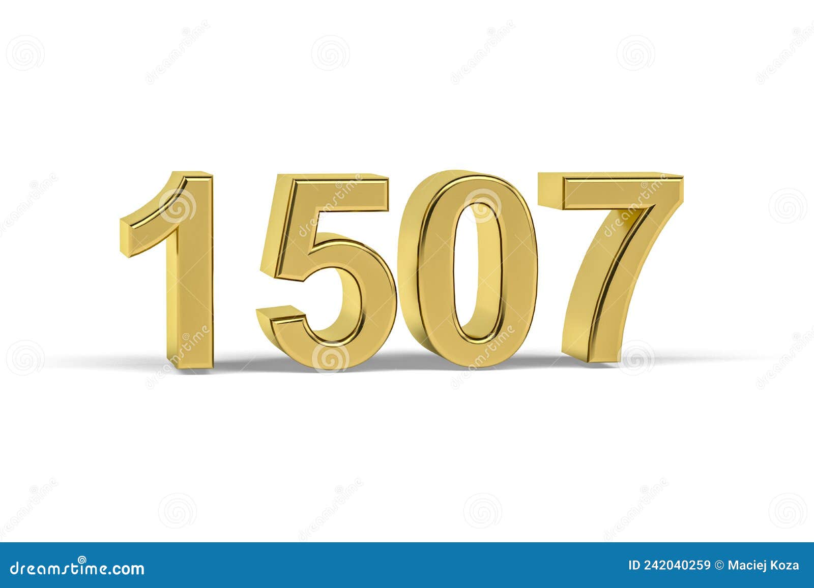 Golden 3d Number 1507 - Year 1507 Isolated on White Background Stock ...