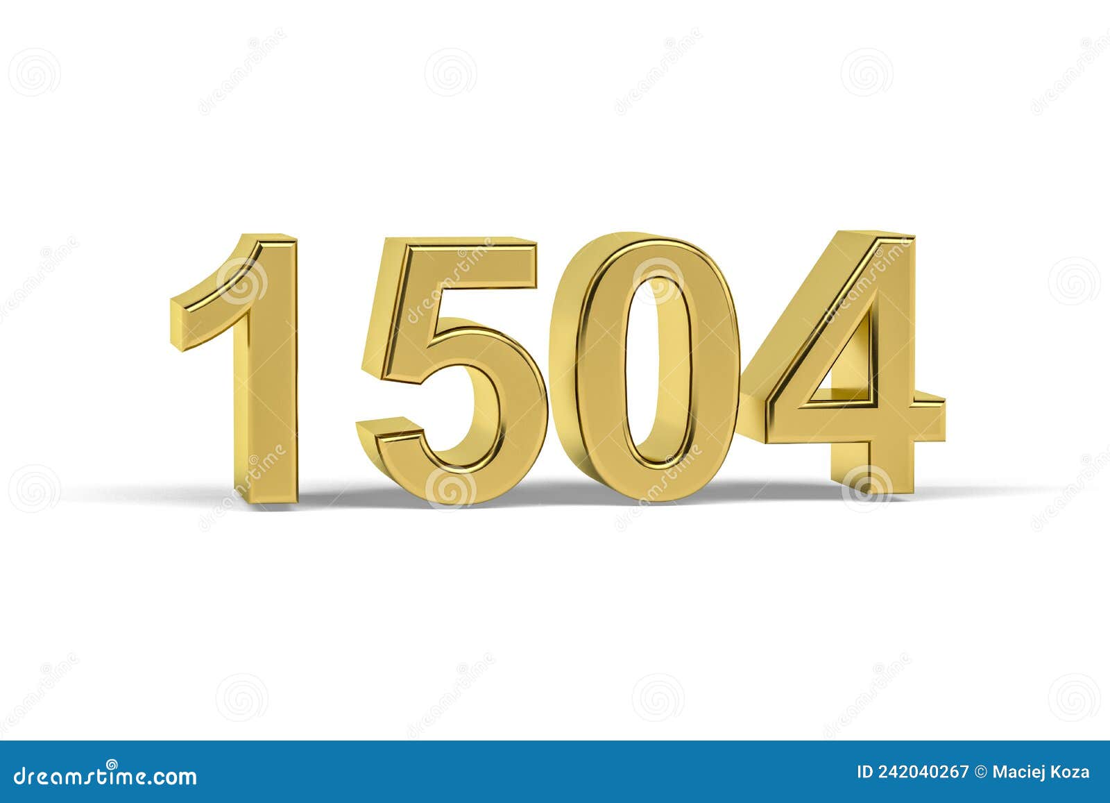 Golden 3d Number 1504 - Year 1504 Isolated on White Background Stock ...
