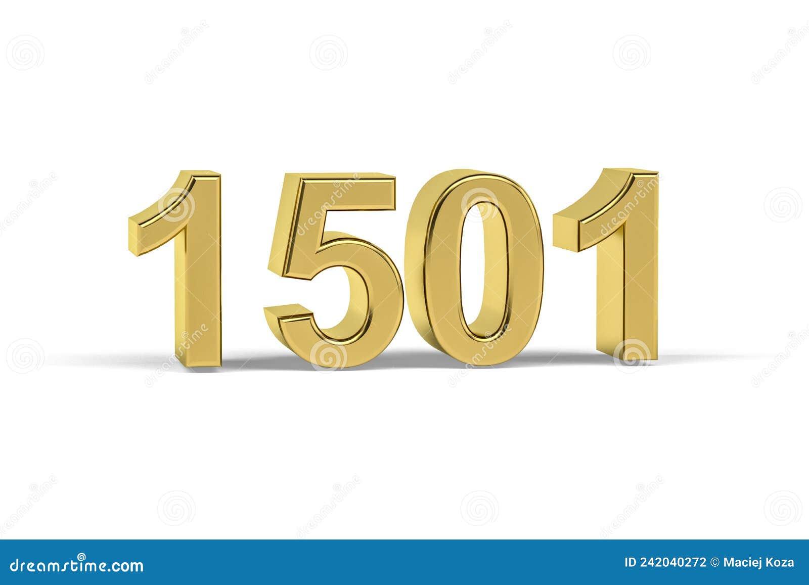 Golden 3d Number 1501 - Year 1501 Isolated on White Background Stock ...