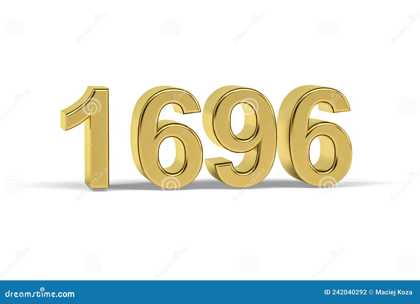 Golden 3d Number 1696 - Year 1696 Isolated On White Background Royalty ...