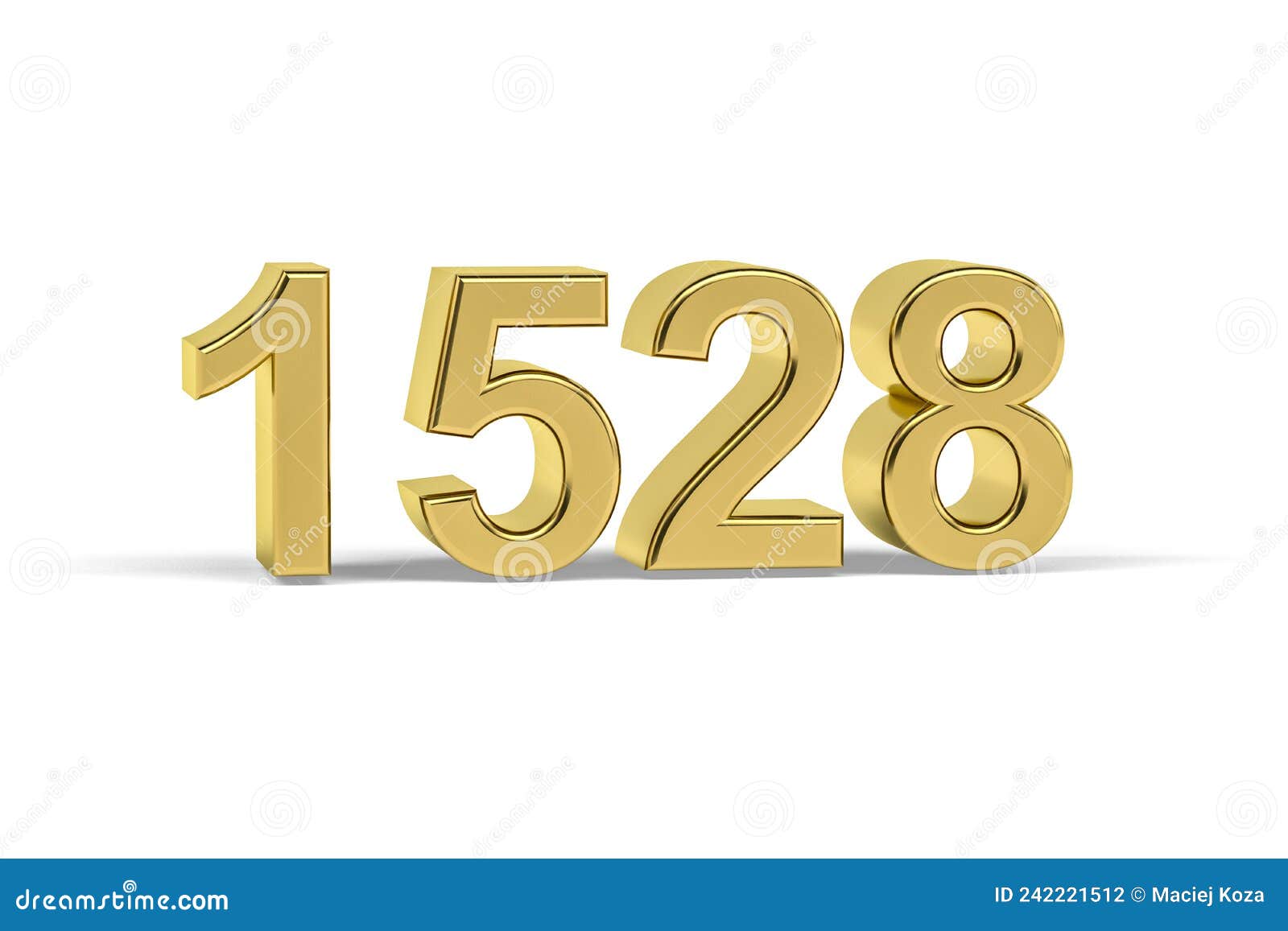 Golden 3d Number 1528 - Year 1528 Isolated on White Background Stock ...